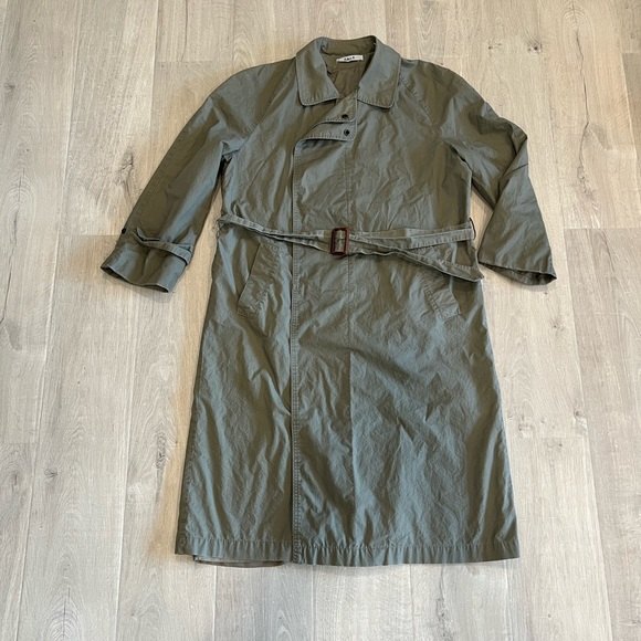 Jackets & Coats | Dash Vintage Gray Green Lightweight Belted Trench ...